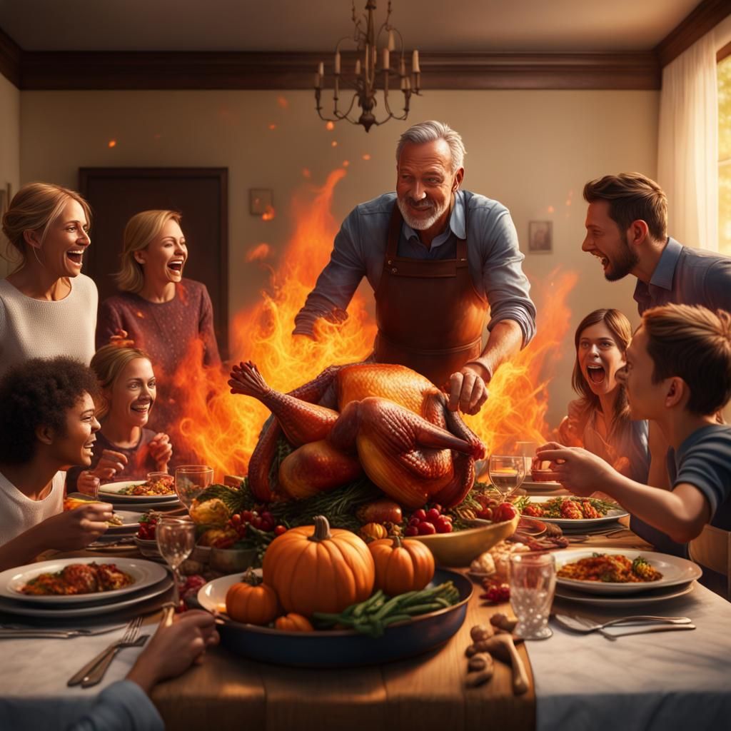 Turkey on Fire! - AI Generated Artwork - NightCafe Creator