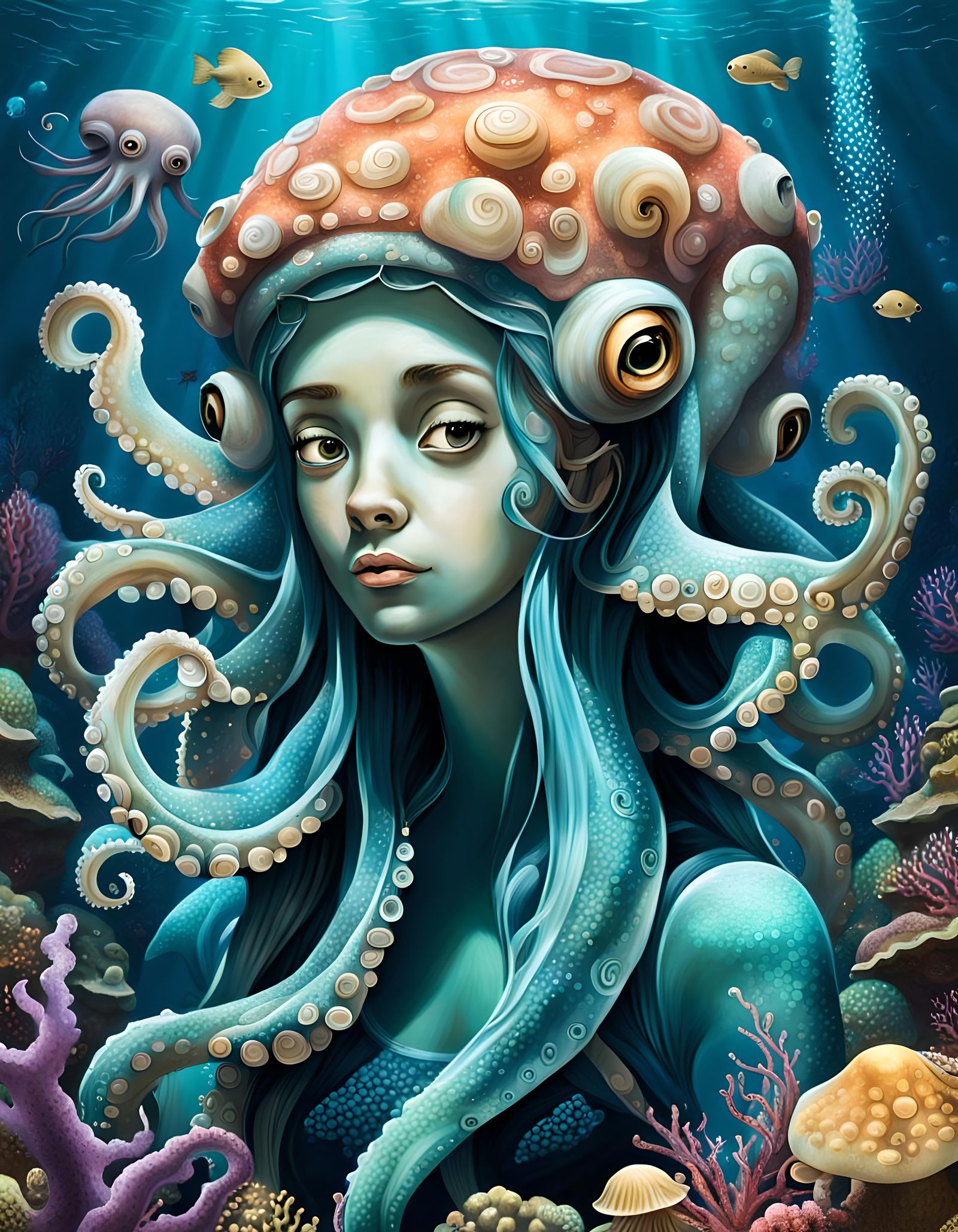 Under the sea, an octopus hat for mermaids - AI Generated Artwork ...