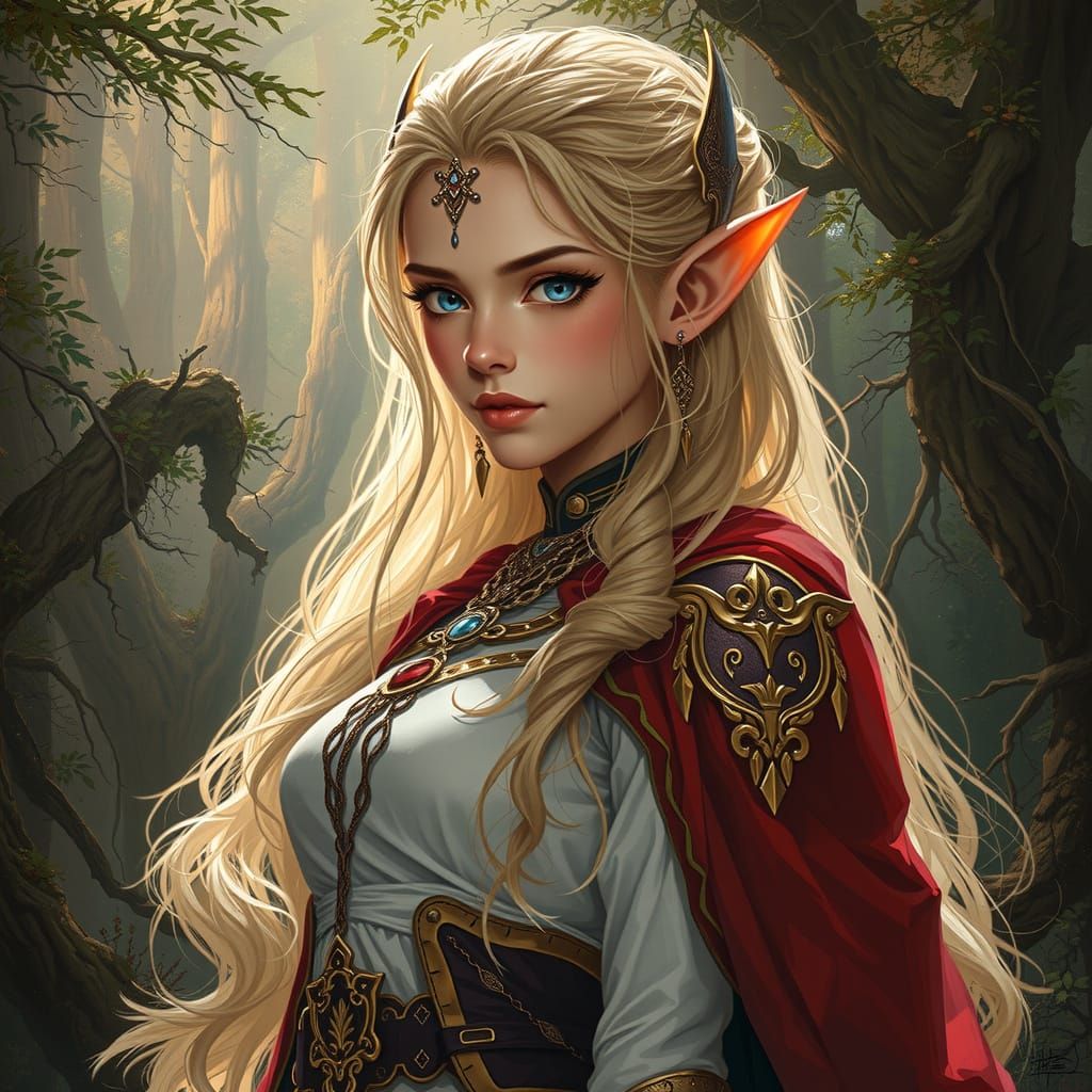 Mystical Elf Princess in Johan Egerkrans Style - AI Art