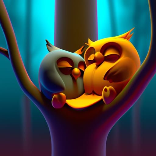 Sleepy Owl Lovers - AI Generated Artwork - NightCafe Creator