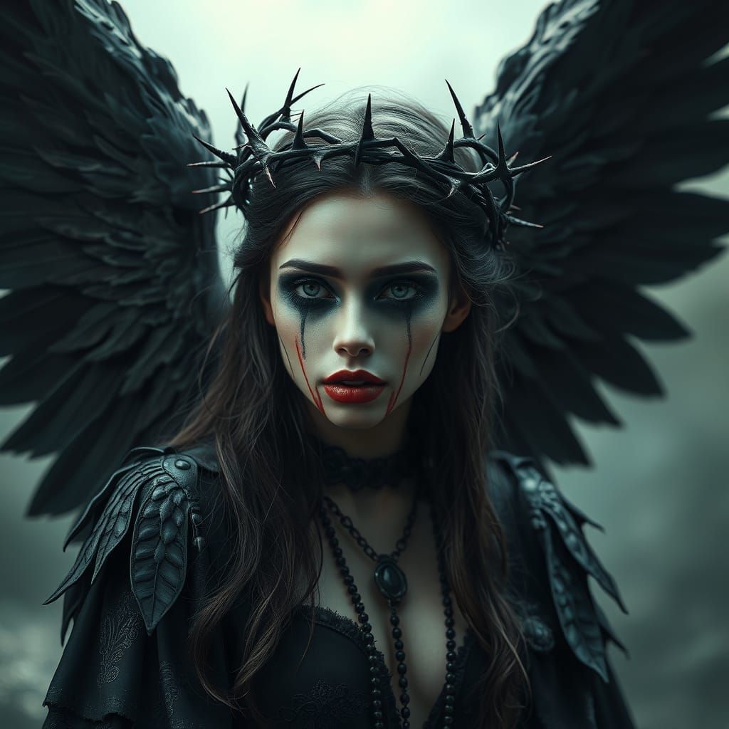 Stunning Gothic Fallen Angel in Dark Splendor - AI Art