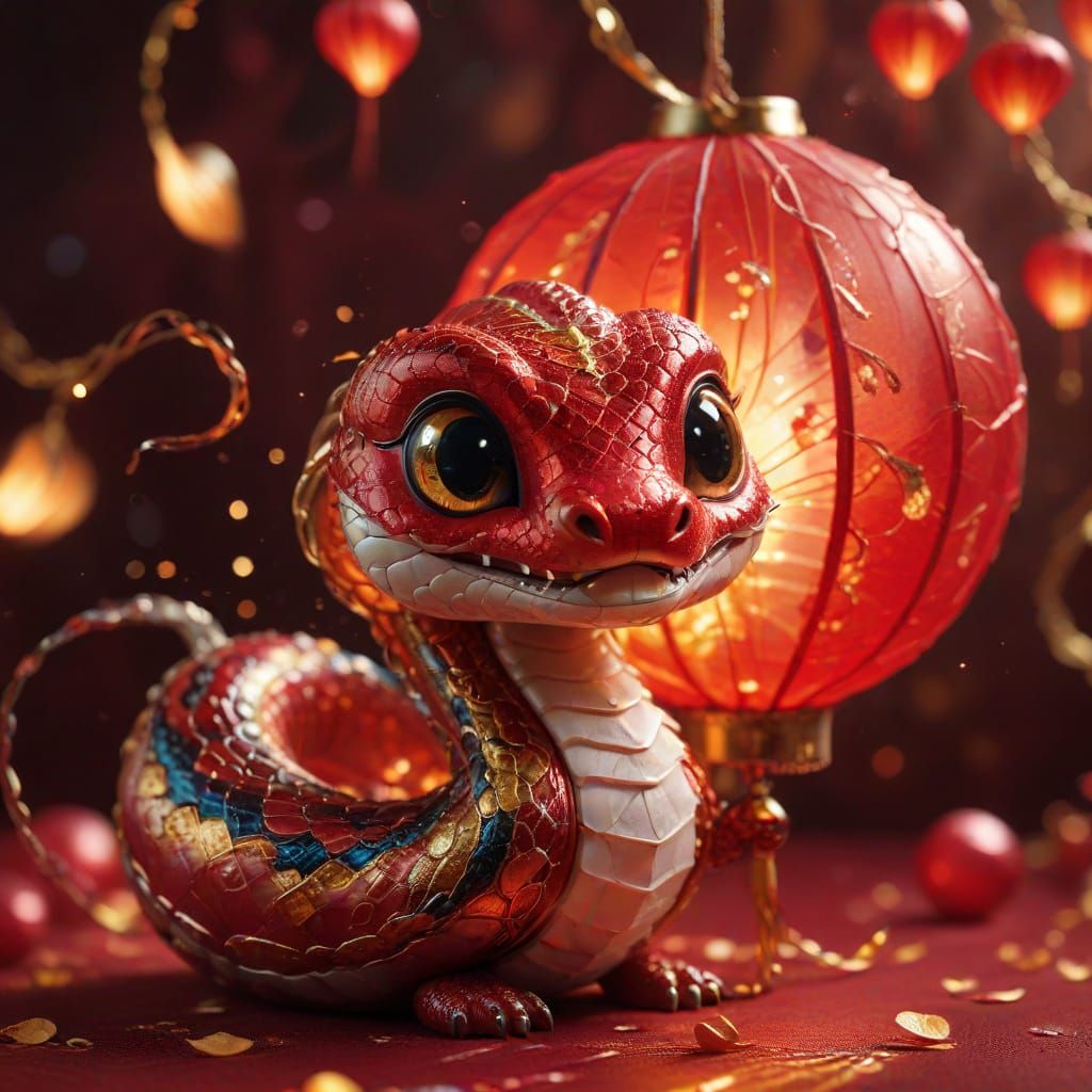 Year of the snake - Vibrant Chibi Snake Celebrates Lunar New...