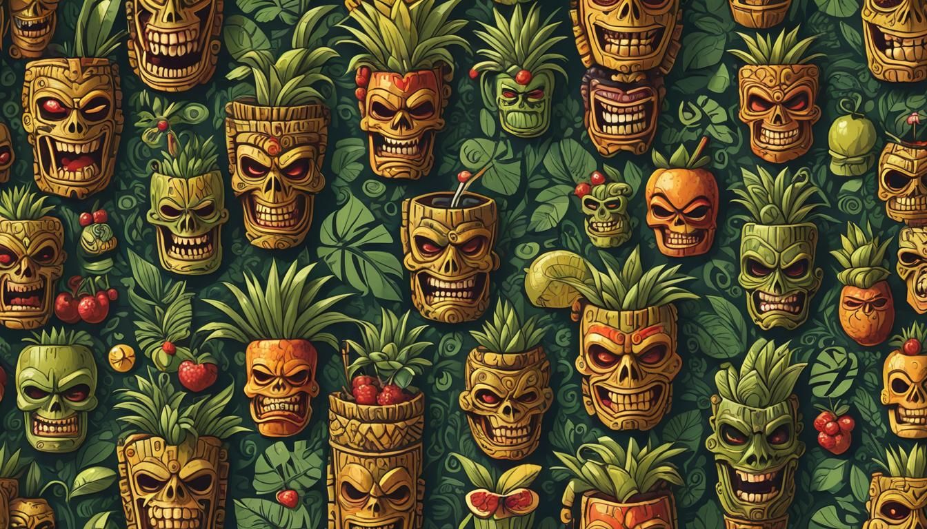tiki evil tropical fruit drink horror - AI Generated Artwork ...