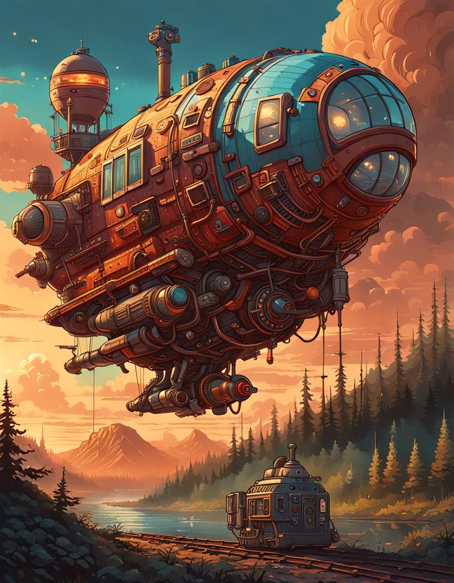 steampunk rocketship - AI Generated Artwork - NightCafe Creator