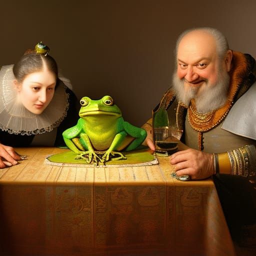 The frog drinks grog, and the guests are on the threshold Beauty giant ...