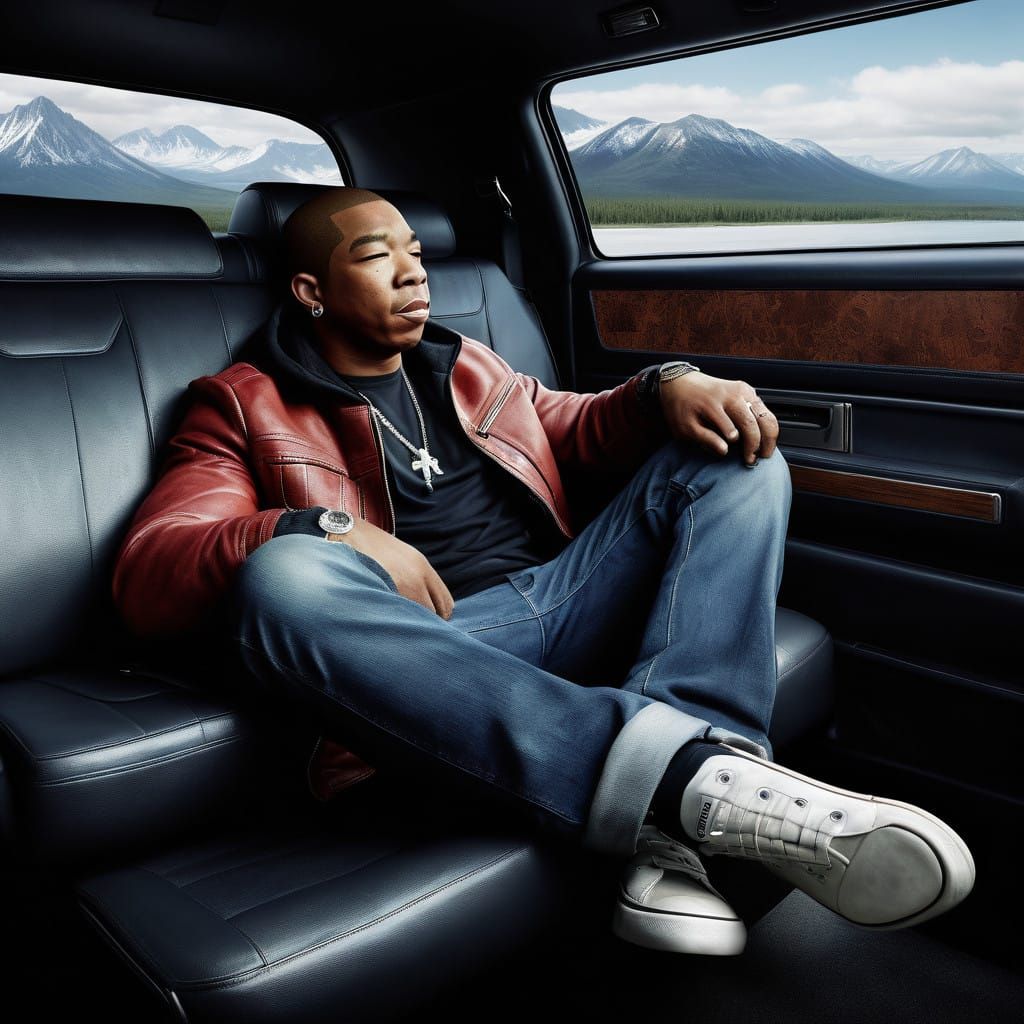 Rapper's Sinister Encounter in a Luxurious SUV - AI Art