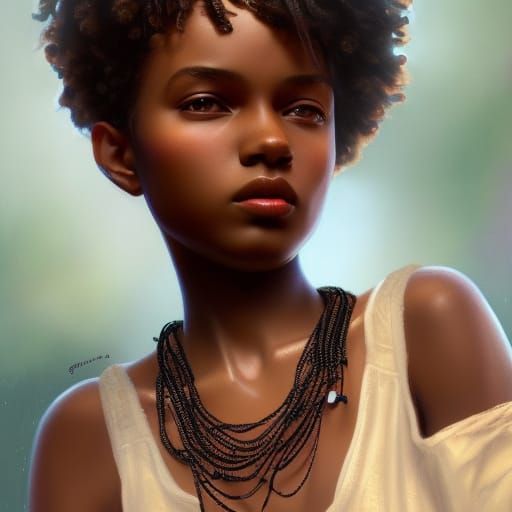 Beautiful dark skinned girl - AI Generated Artwork - NightCafe Creator