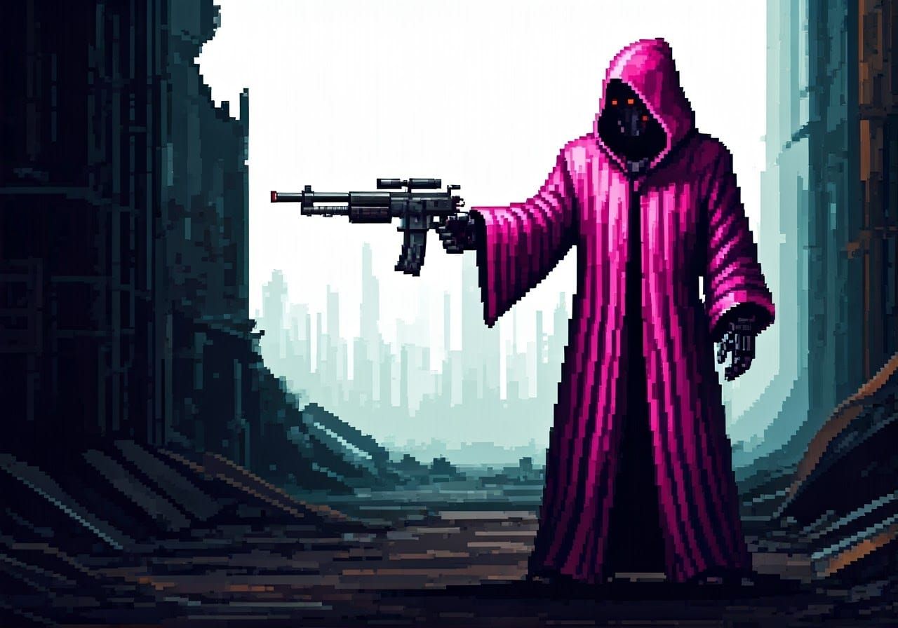 Cyberpunk Cyborg in Ruins of the Sprawl - AI Art