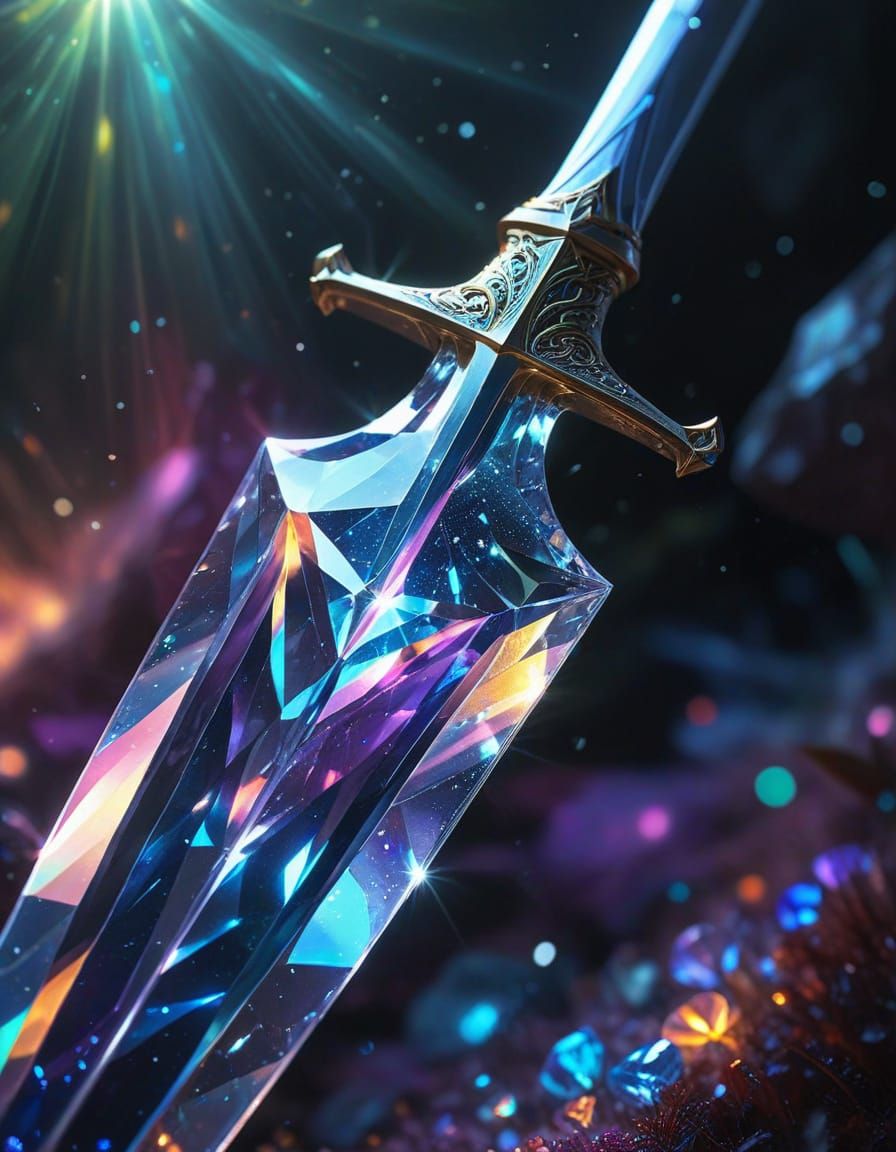 Crystal Short Sword - Crystal Longsword in Vibrant Fantasy S...