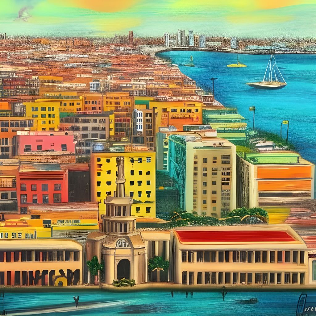 Havana Cuba pastel drawing, full city shot with a panoramic view ...