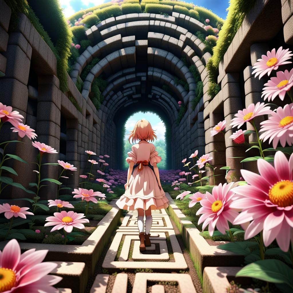 Lost in the Flower Labyrinth - AI Generated Artwork - NightCafe Creator