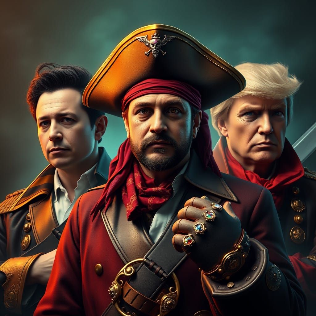 Three Pirate Captains in Ethereal Portraits - AI Art