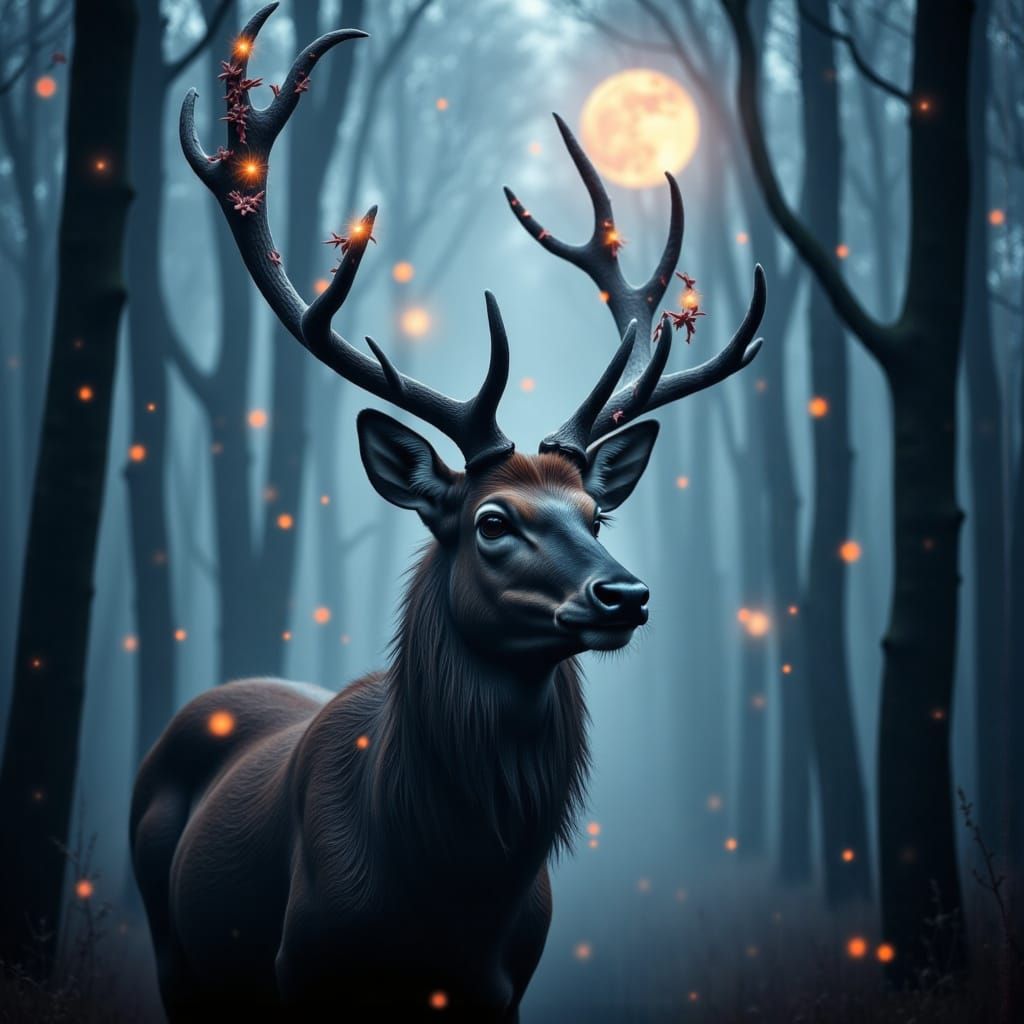 Regal Stag in Dreamlike Forest Landscape - AI Art