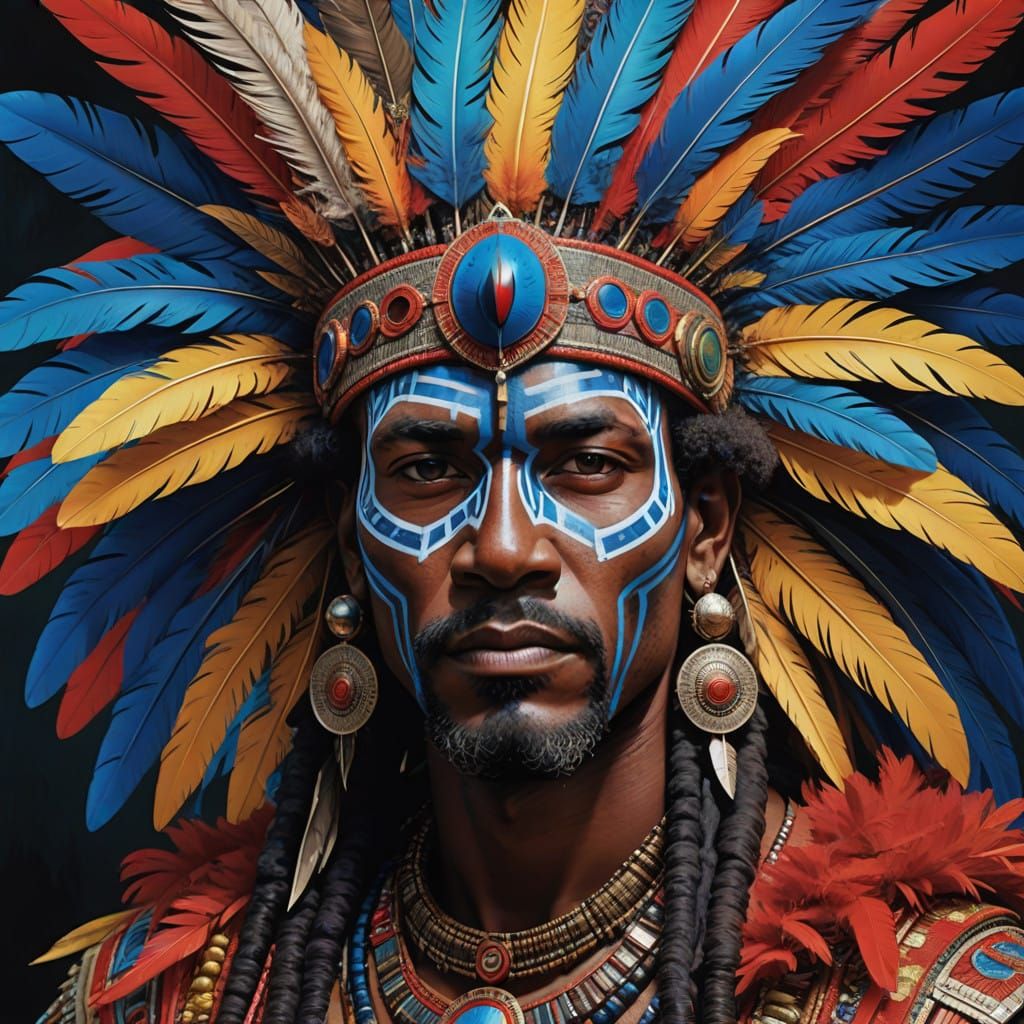 Pop Art Portrait of Papuan Man in Vibrant, Ornate ... - AI Art