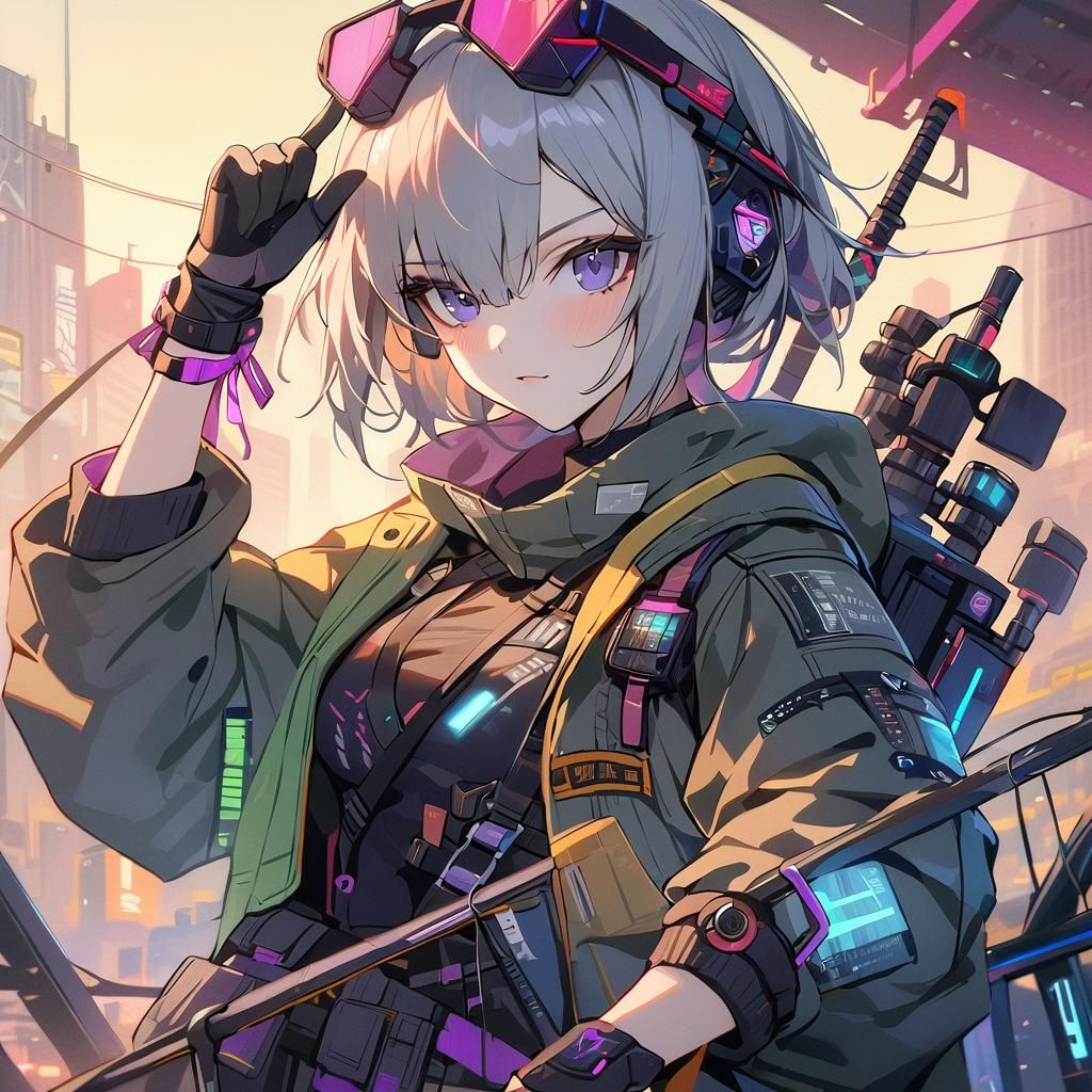 Grey-haired Cyberpunk Ranger Girl (AnimagineXL) - AI Generated Artwork ...
