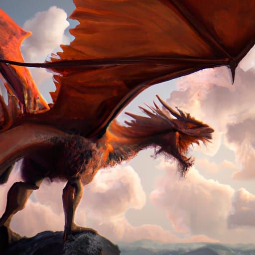 large red scared dragon, with very large wings. - AI Generated Artwork ...