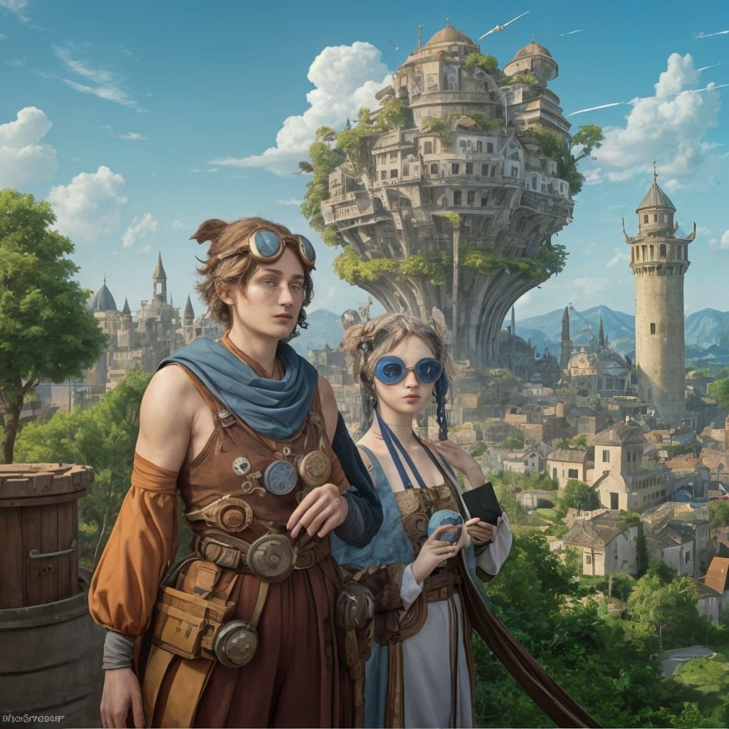 Surreal Solarpunk Feline Cityscapes in Renaissance... - AI Art