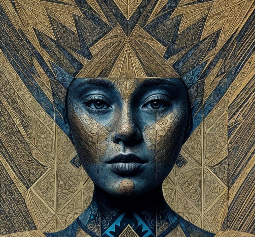 FACES" (shibori, Vorticism, Iznik tiles..)