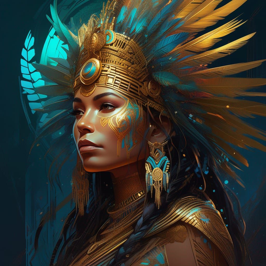 Cybernatic Atlantean Aztec Queen of Nature - AI Generated Artwork ...