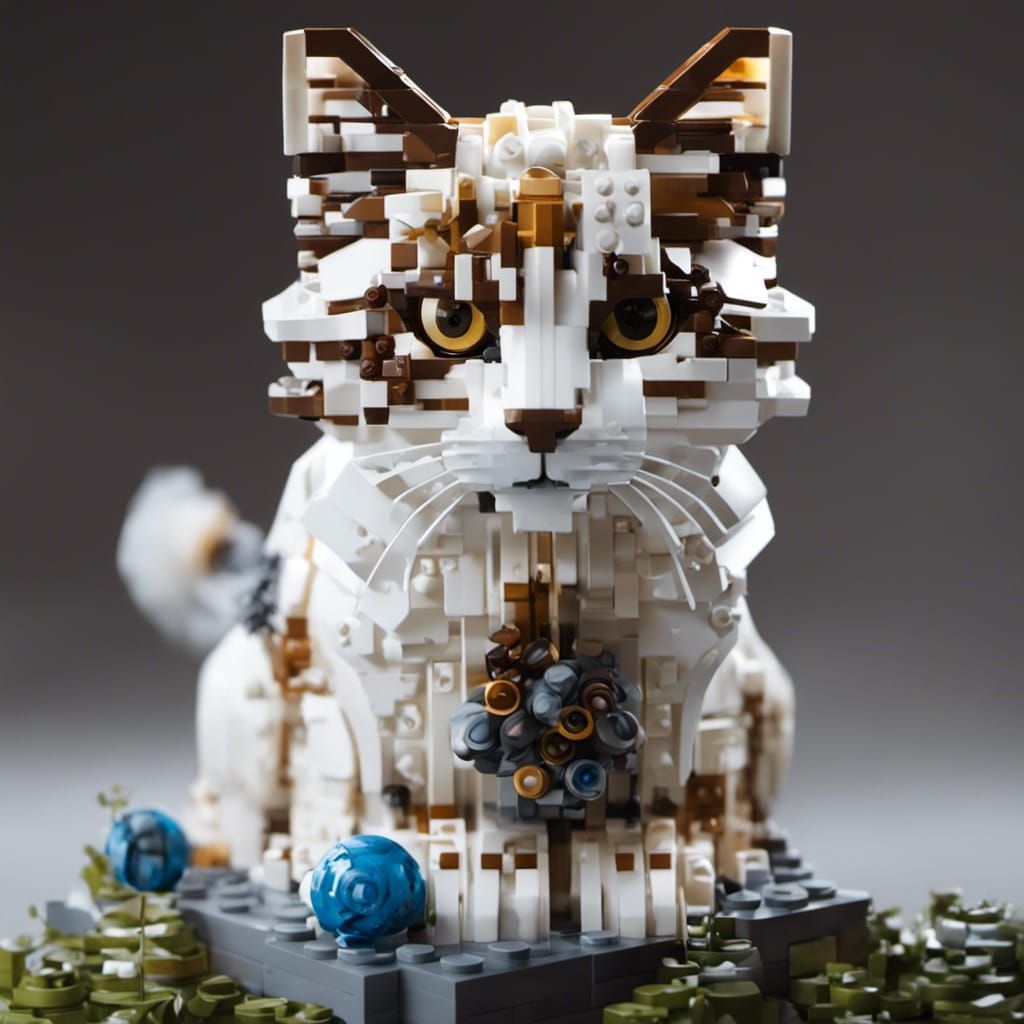 A gorgeous snowshoe mixed cat lego made as lego, lego style, soft ...