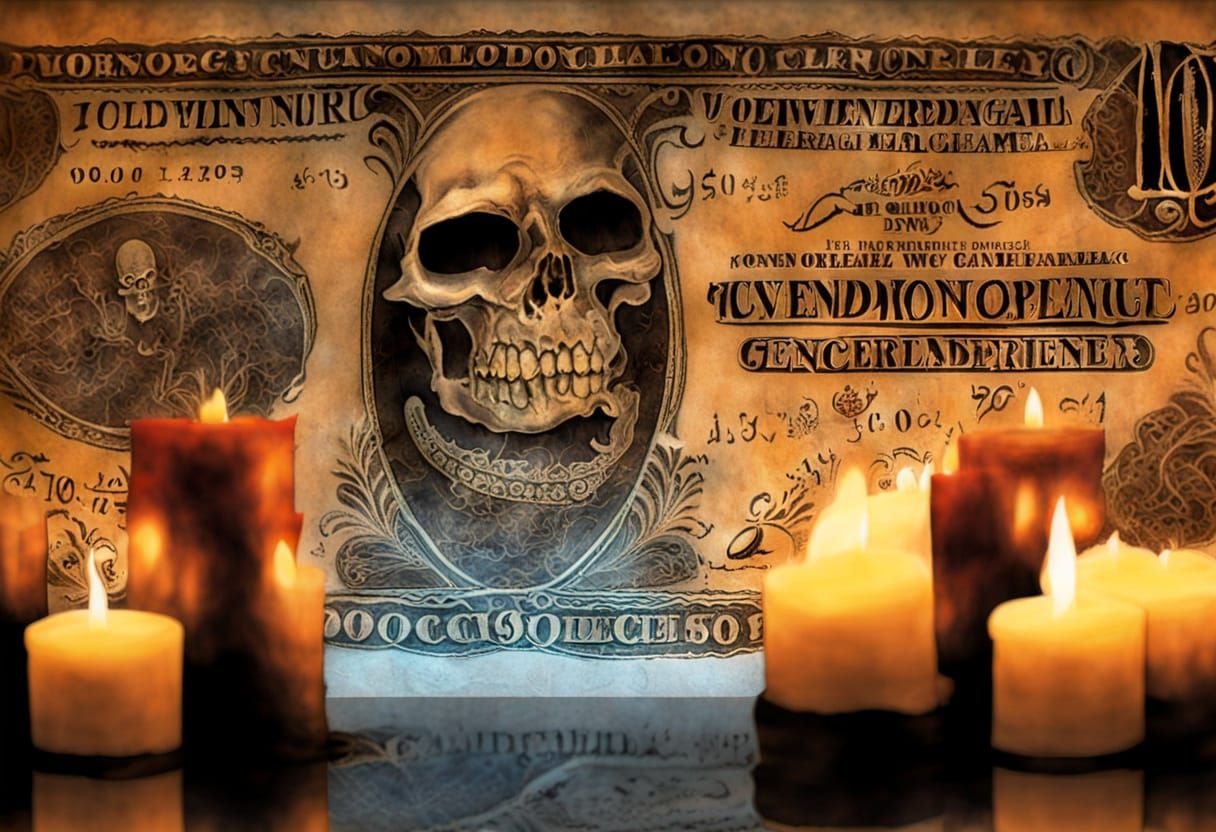 Mystical Voodoo Currency in Sepia Brown Ink on Par... - AI Art