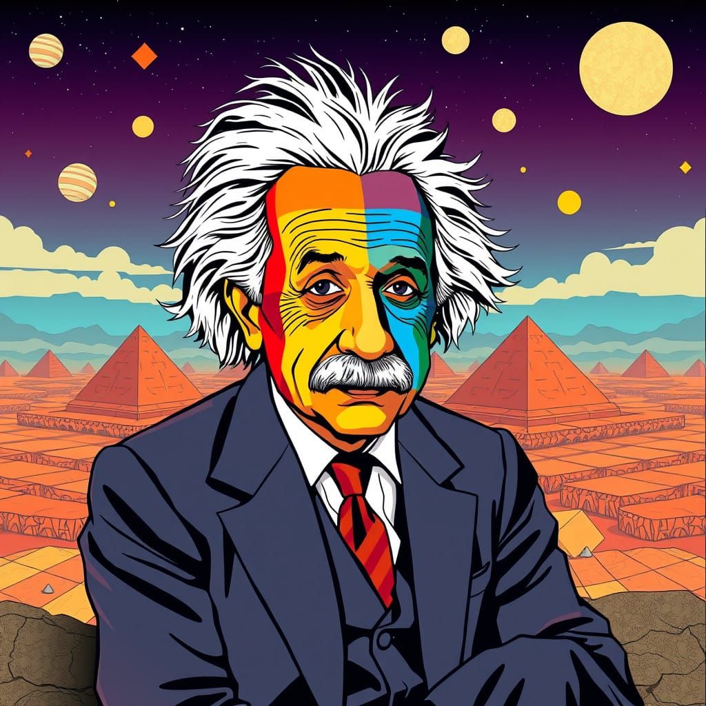 **Mondrian-esque portrait of Albert Einstein:** A Mondrian-esque ...
