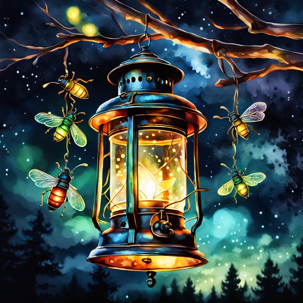 Lantern - Fireflies - AI Generated Artwork - NightCafe Creator