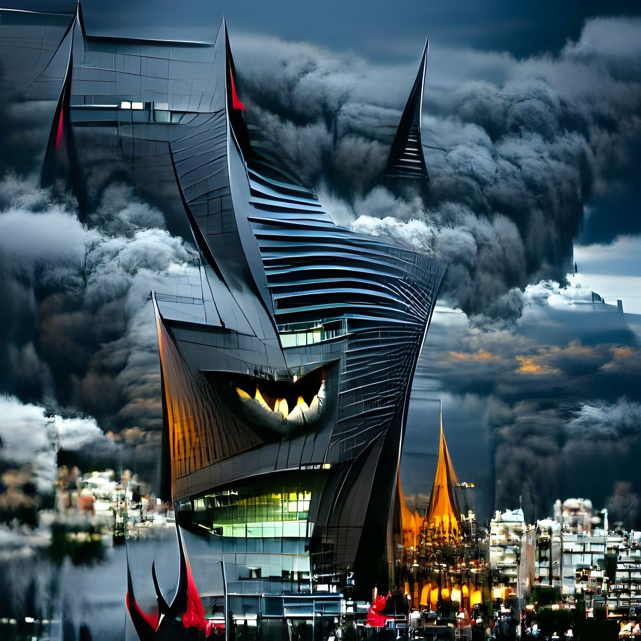 Evil building looming architecture stunning - AI Generated Artwork ...
