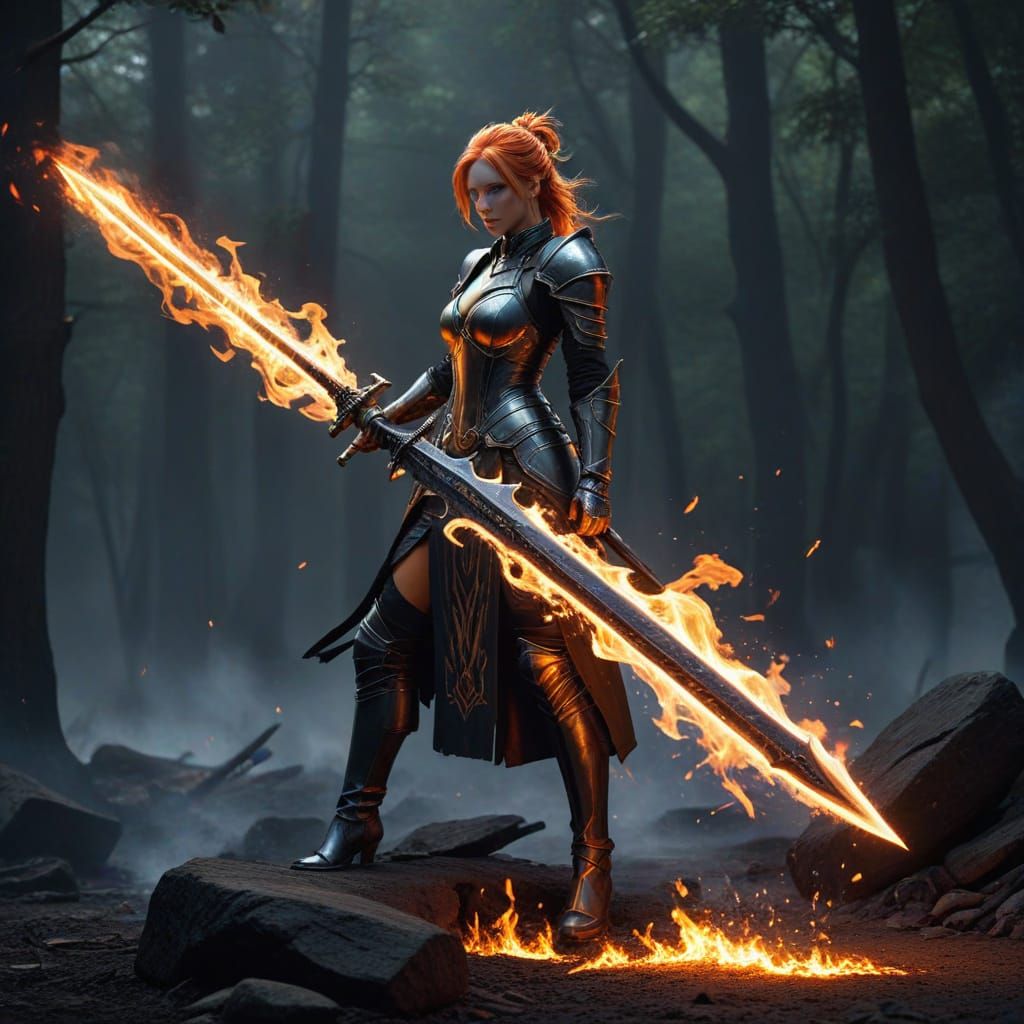 blazing sword of fire - Flaming Sword of Fire in Vibrant Col...
