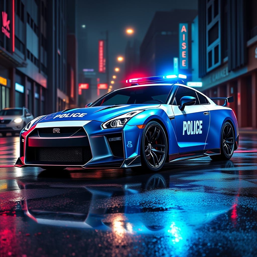 High-Performance Police Car Hybrid in Futuristic U... - AI Art