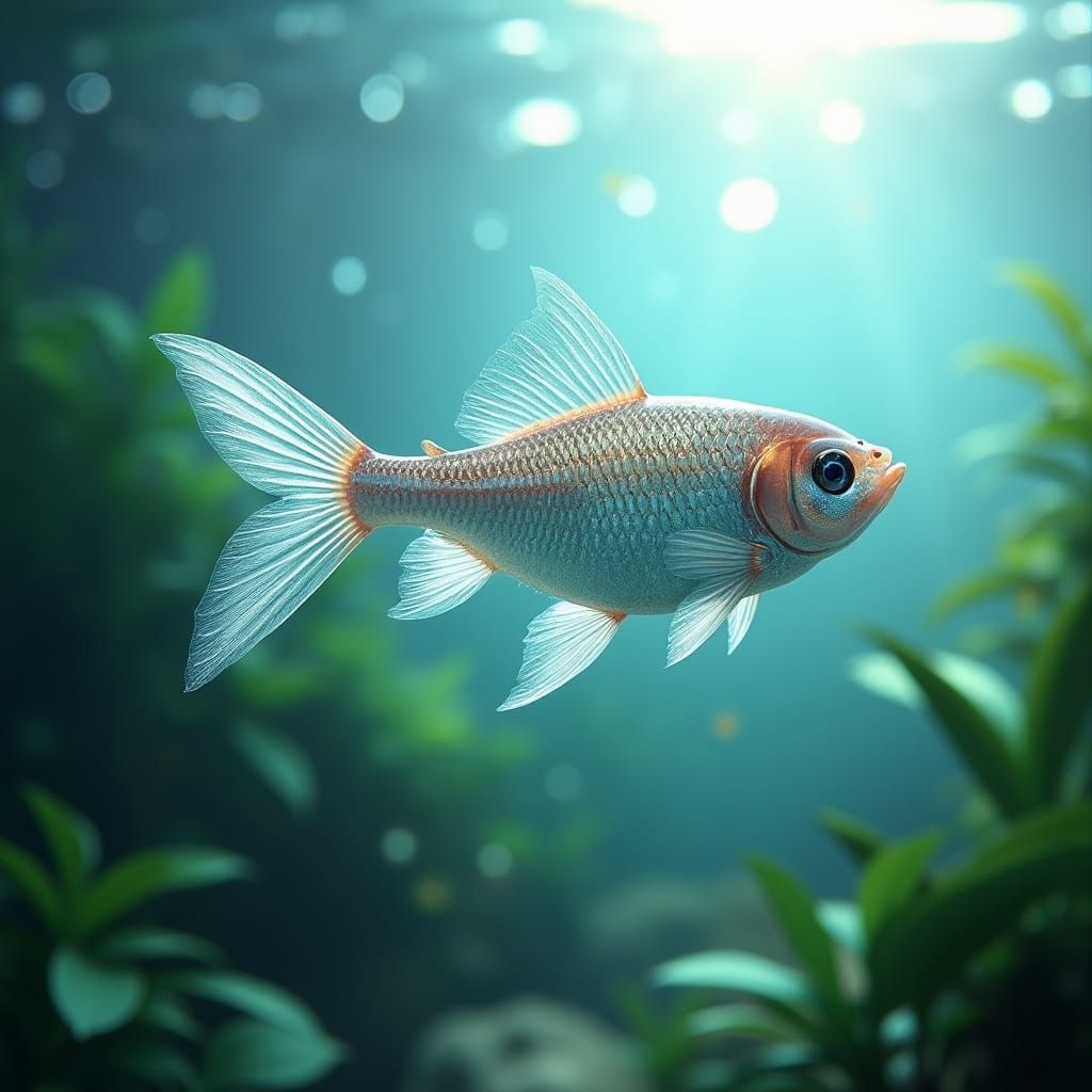 Surrealistic Hyper-Realistic Fish in Sunlit Aquari... - AI Art