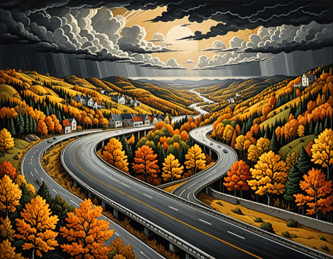 highway autumn storm - Maze of Autumn Storms Unfolds Along ...