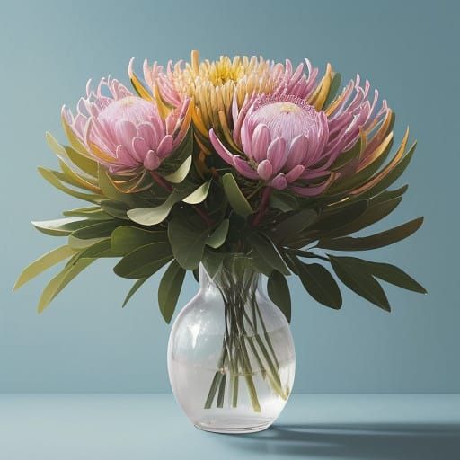 Vase Proteas - Royal Protea in Soft Savannah Hues