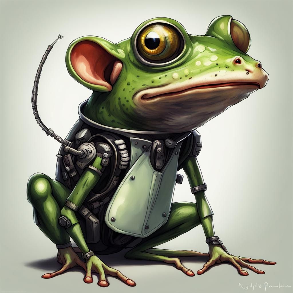 Cyborg Pet Frog - AI Generated Artwork - NightCafe Creator