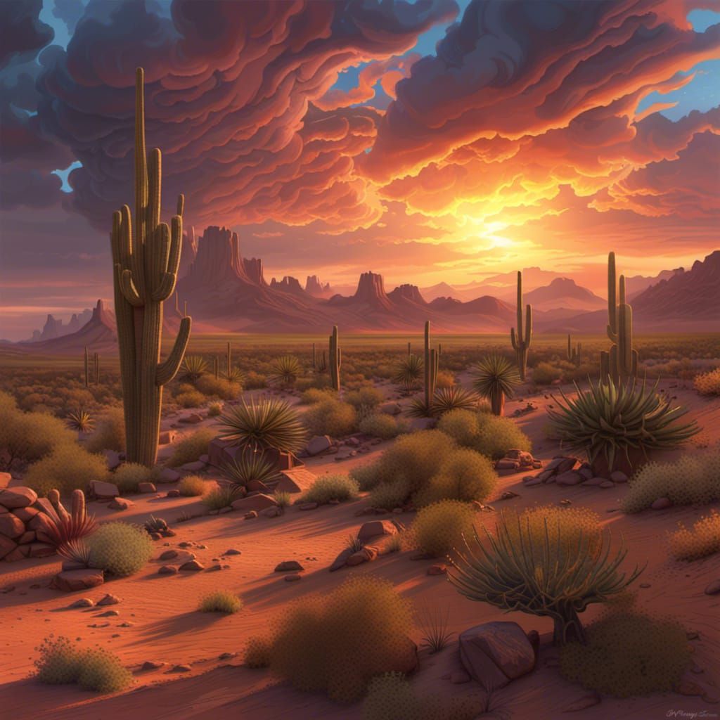 Arizona Desert Sunset - AI Generated Artwork - NightCafe Creator