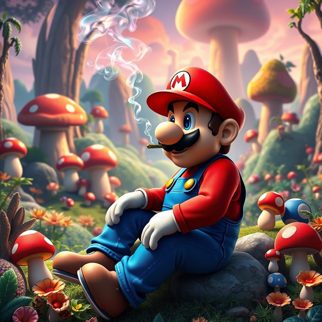 Super Mario smoking a joint - Fantastical Super Mario in a ...