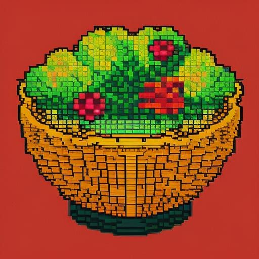 Pixel art!!!!! of a fruit basket Epic cinematic brilliant stunning ...