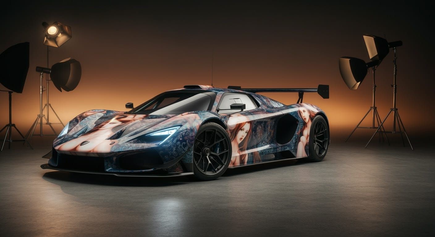 Futuristic British Track Car in Metallic Hues - AI Art