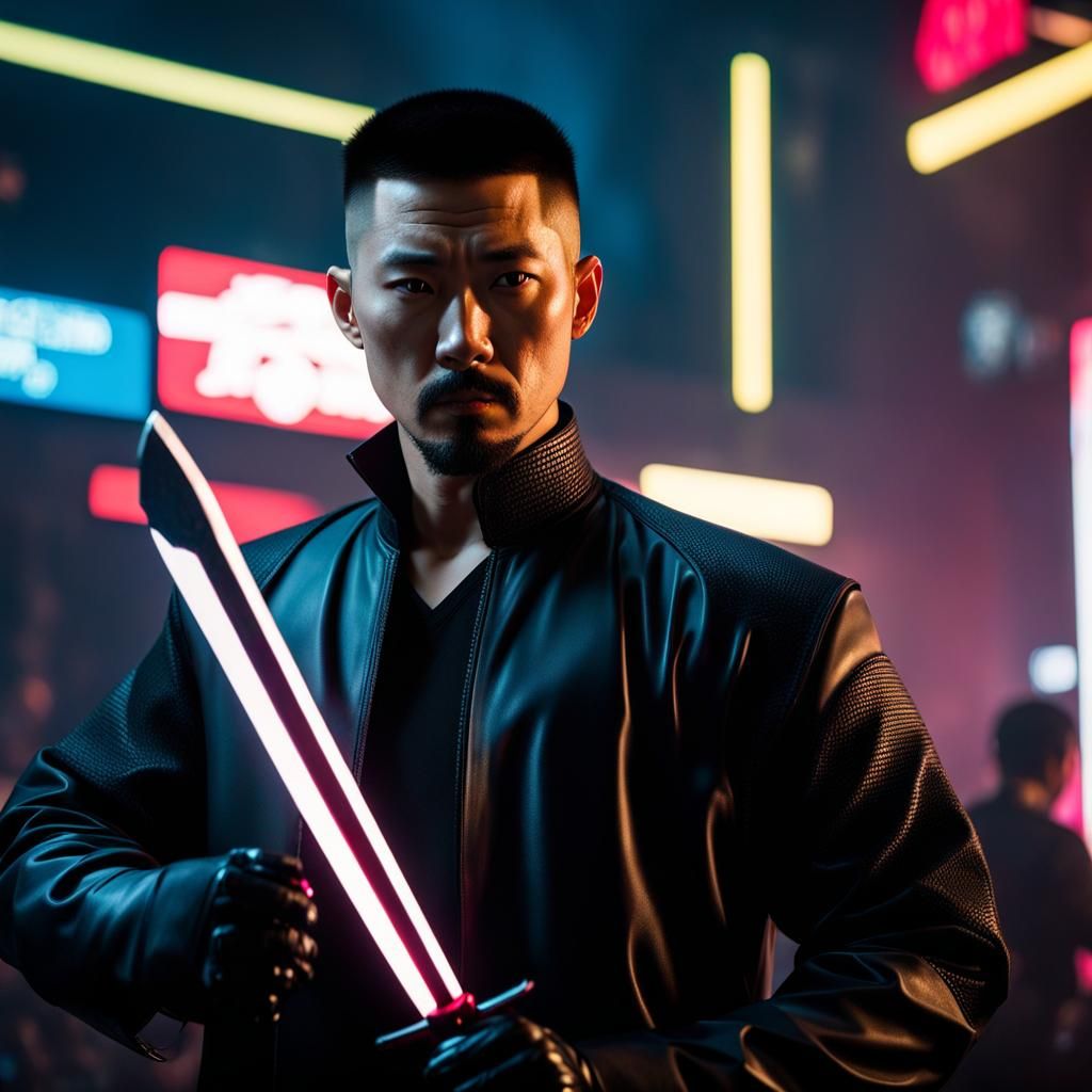 Ethan Lungwei Gao, former Triad member, now Shadowrunner. - AI Generated Artwork - NightCafe Creator