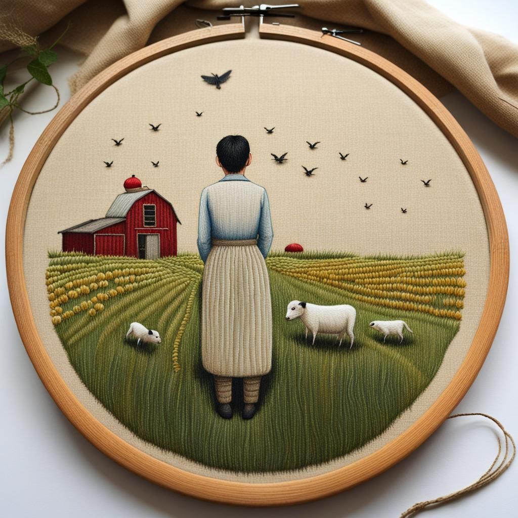 epic embroidery of a farmer life ilustration by Duy Huynh - AI ...