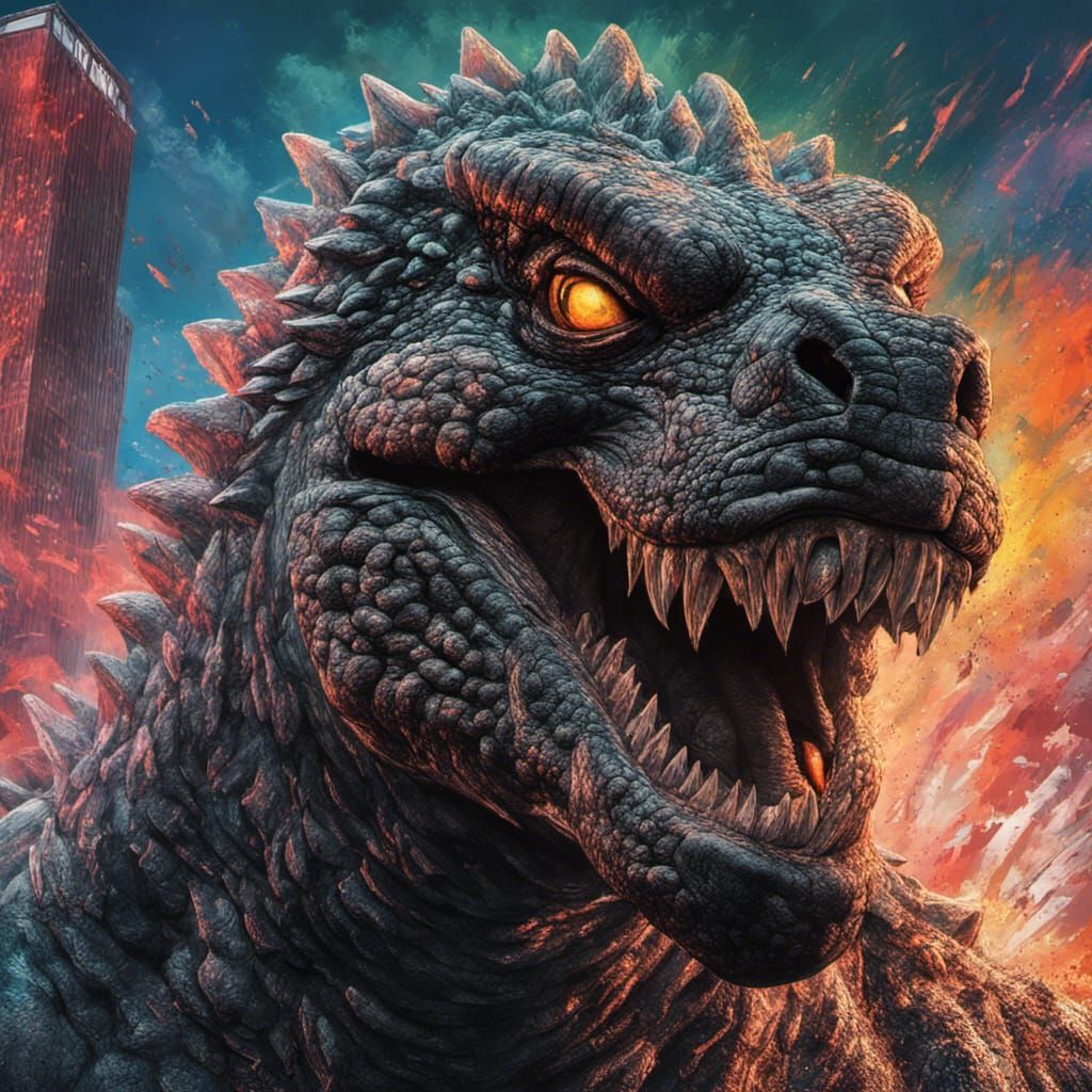 a selfie with Godzilla very detailed - AI Generated Artwork - NightCafe ...