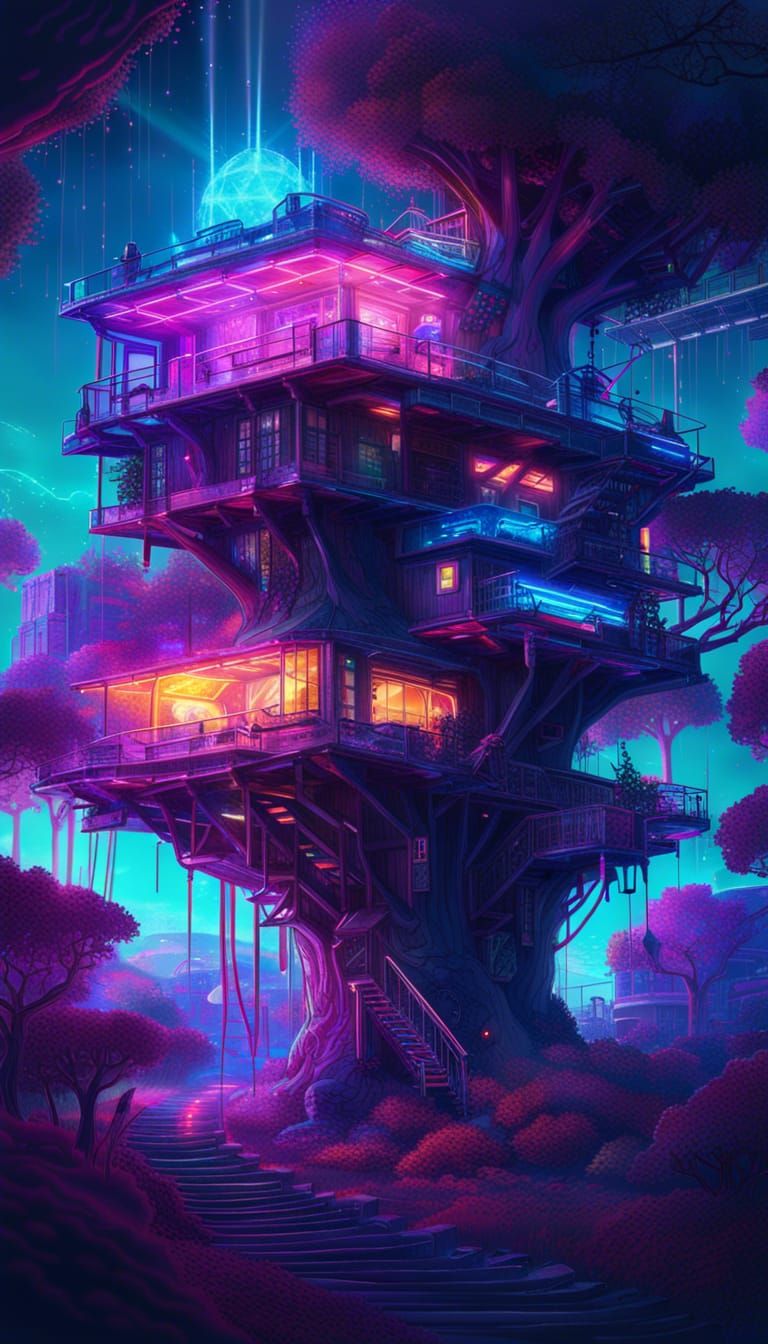 Treehouse party - AI Generated Artwork - NightCafe Creator