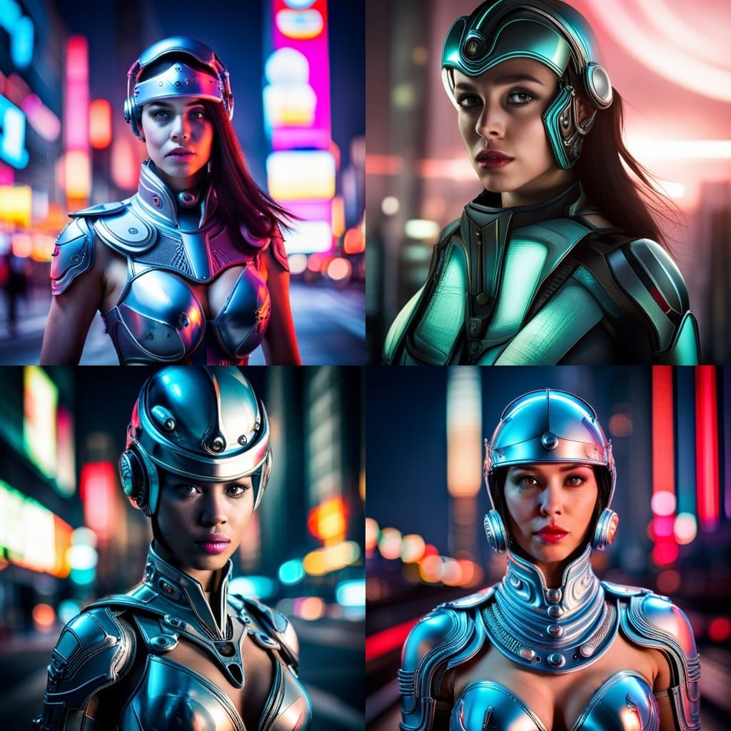 Portrait of a female cyborg fighter-girl. - AI Generated Artwork ...