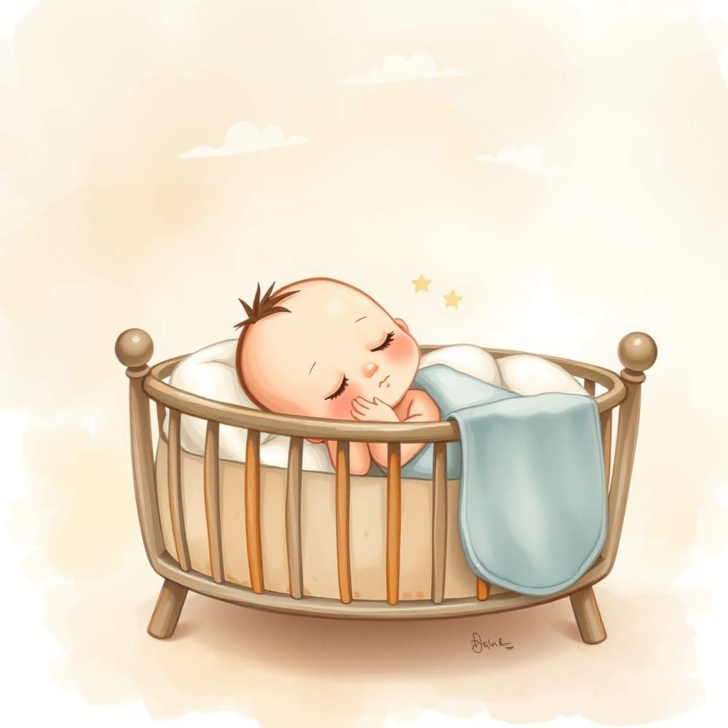 Soothing Cartoon Baby in a Watercolor-Inspired Cri... - AI Art
