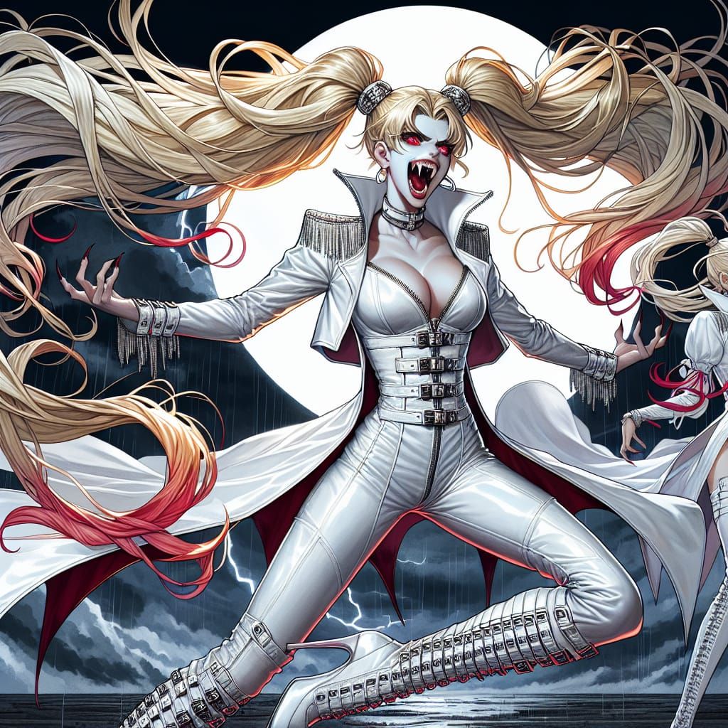 The image is of a deadly evil vampire . The deadly evil female vampire has extremely long blonde ...