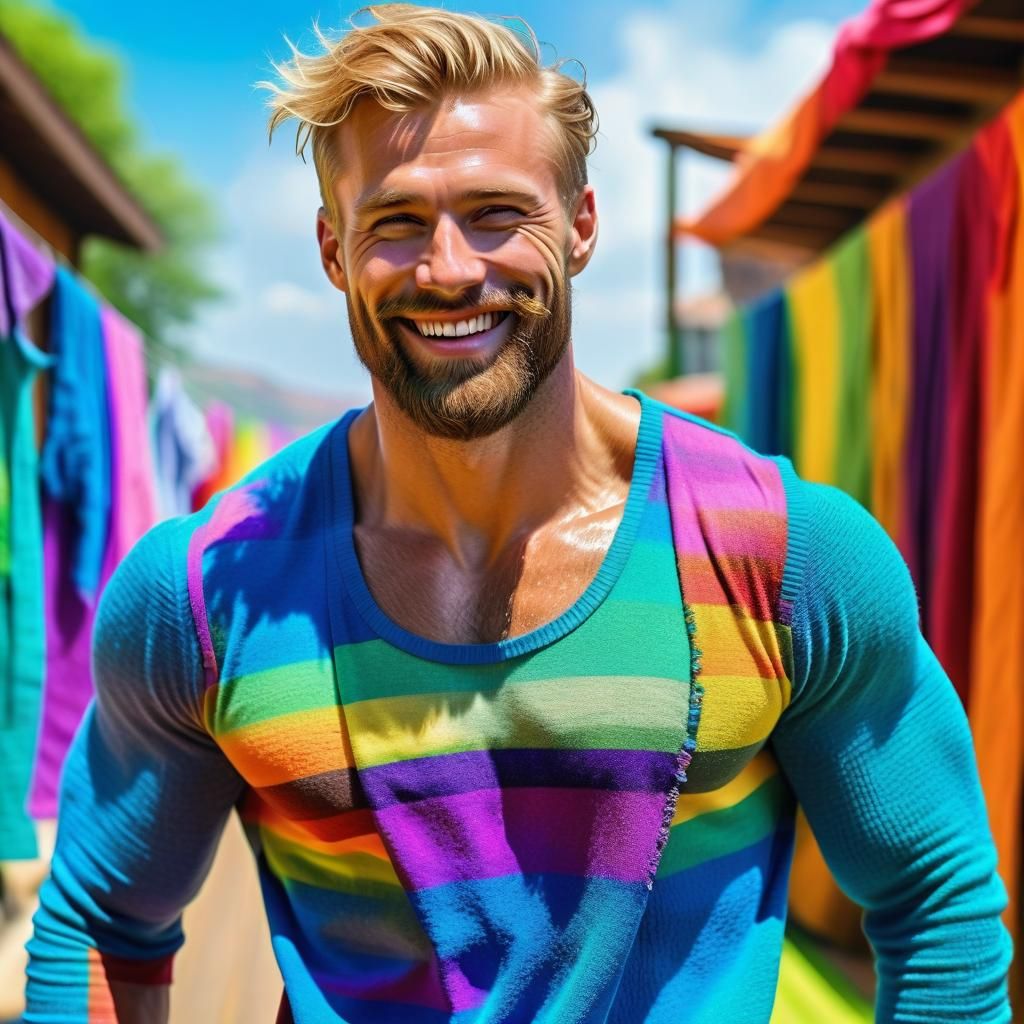 Handsome rainbow man - AI Generated Artwork - NightCafe Creator