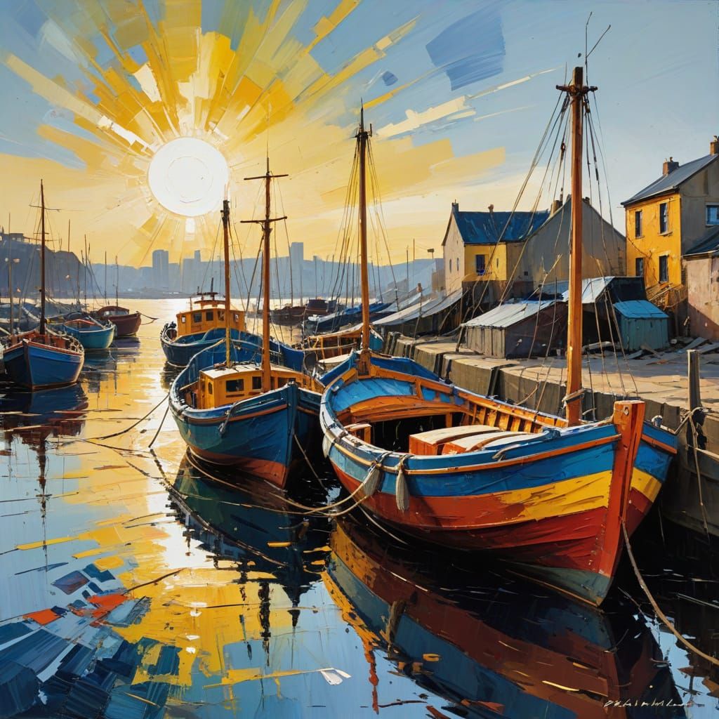 A serene seaside - Expressive Seaside Scene in Vibrant Oil ...