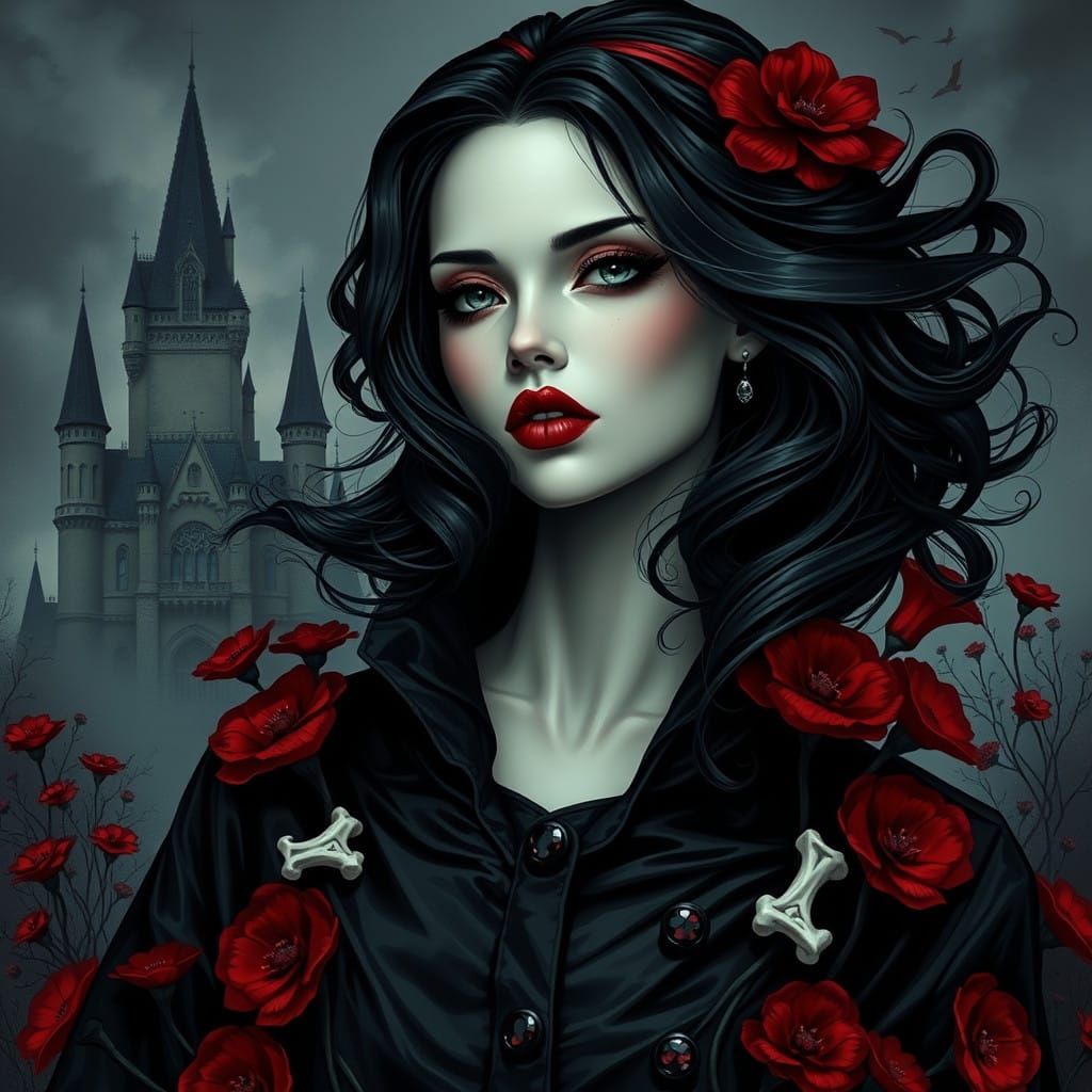 Gothic Snow White in Metalcore Beauty - AI Art
