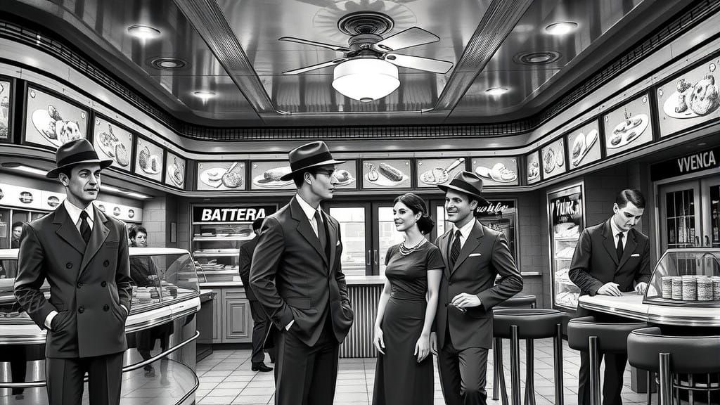 Midcentury Manhattan Automat in Vibrant Color - AI Art