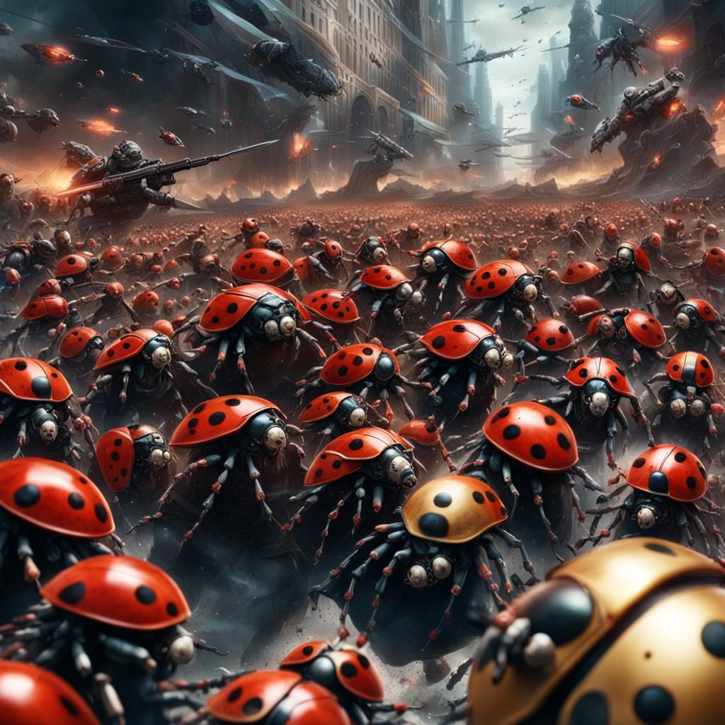 The Great Ladybug War - AI Generated Artwork - NightCafe Creator